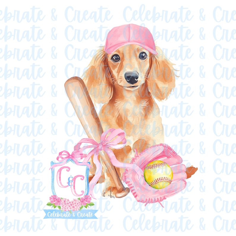 Dachshund (3) Watercolor PNG Clipart Clip Art Pink Softball Soft Ball ...