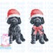 Watercolor Santa Hat Golden Doodle Labradoodle Dog Red Gingham Bow PNG ...
