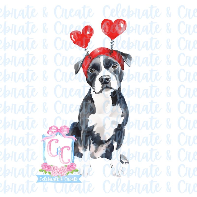 Dog Valentine Png Pitbull - Etsy