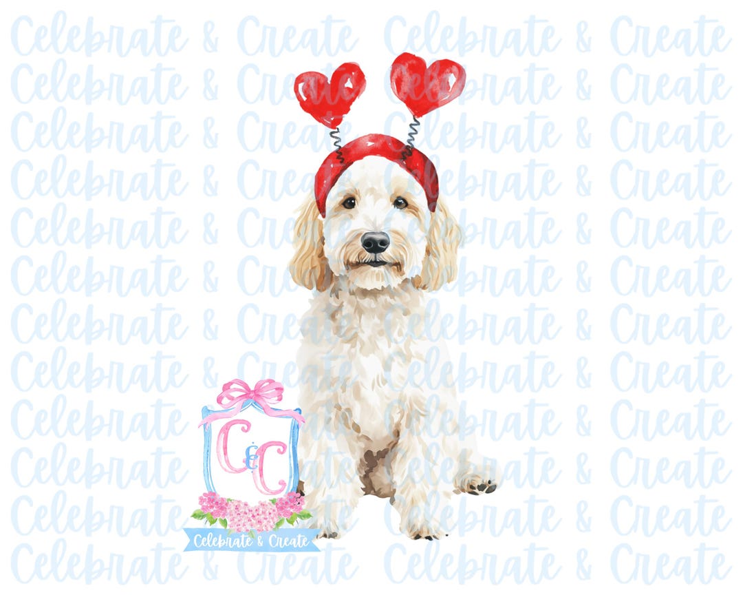 Watercolor White Irish Cream Golden Doodle Labradoodle Goldendoodle Dog ...