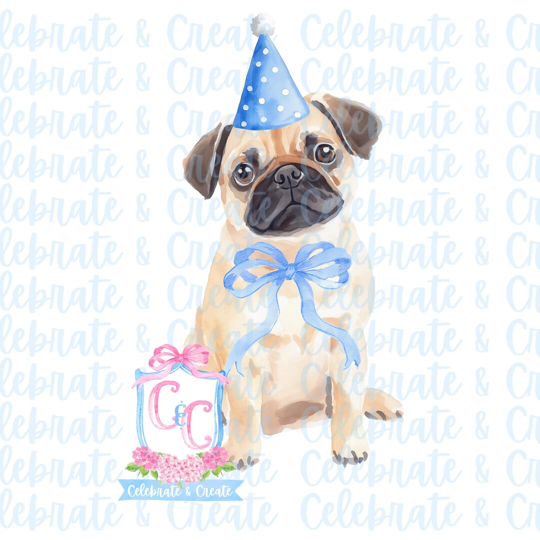 Pug Watercolor Dog Puppy PNG Clip Art Clipart Grandmillennial Preppy ...