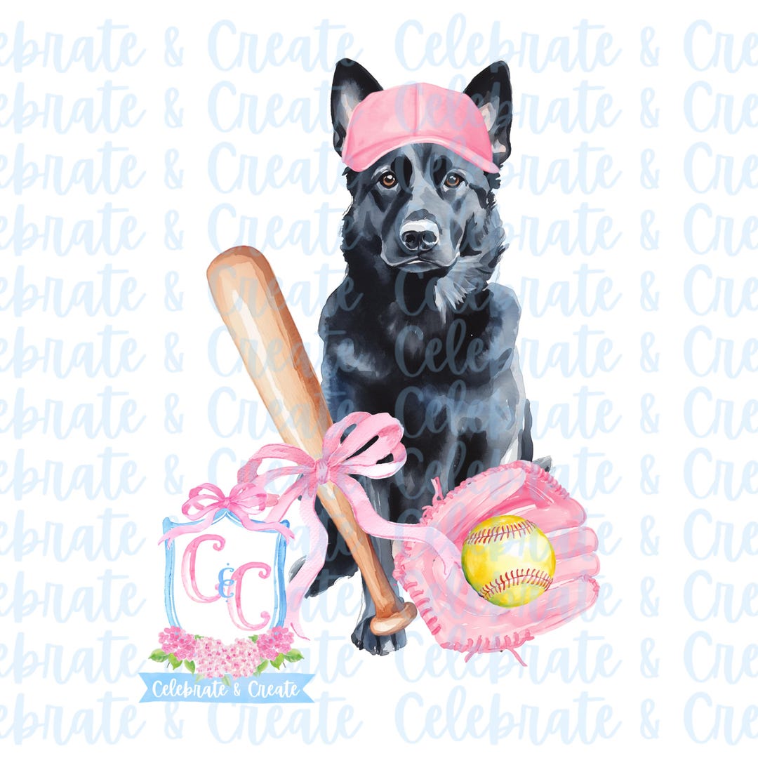 German Shepherd GSD (2) Watercolor PNG Clipart Clip Art Pink Softball ...