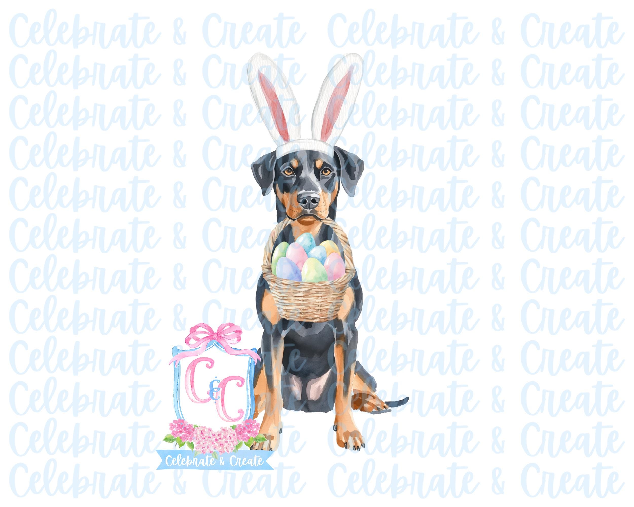 Doberman Watercolor Dog Puppy PNG Clip Art Clipart Grandmillennial ...