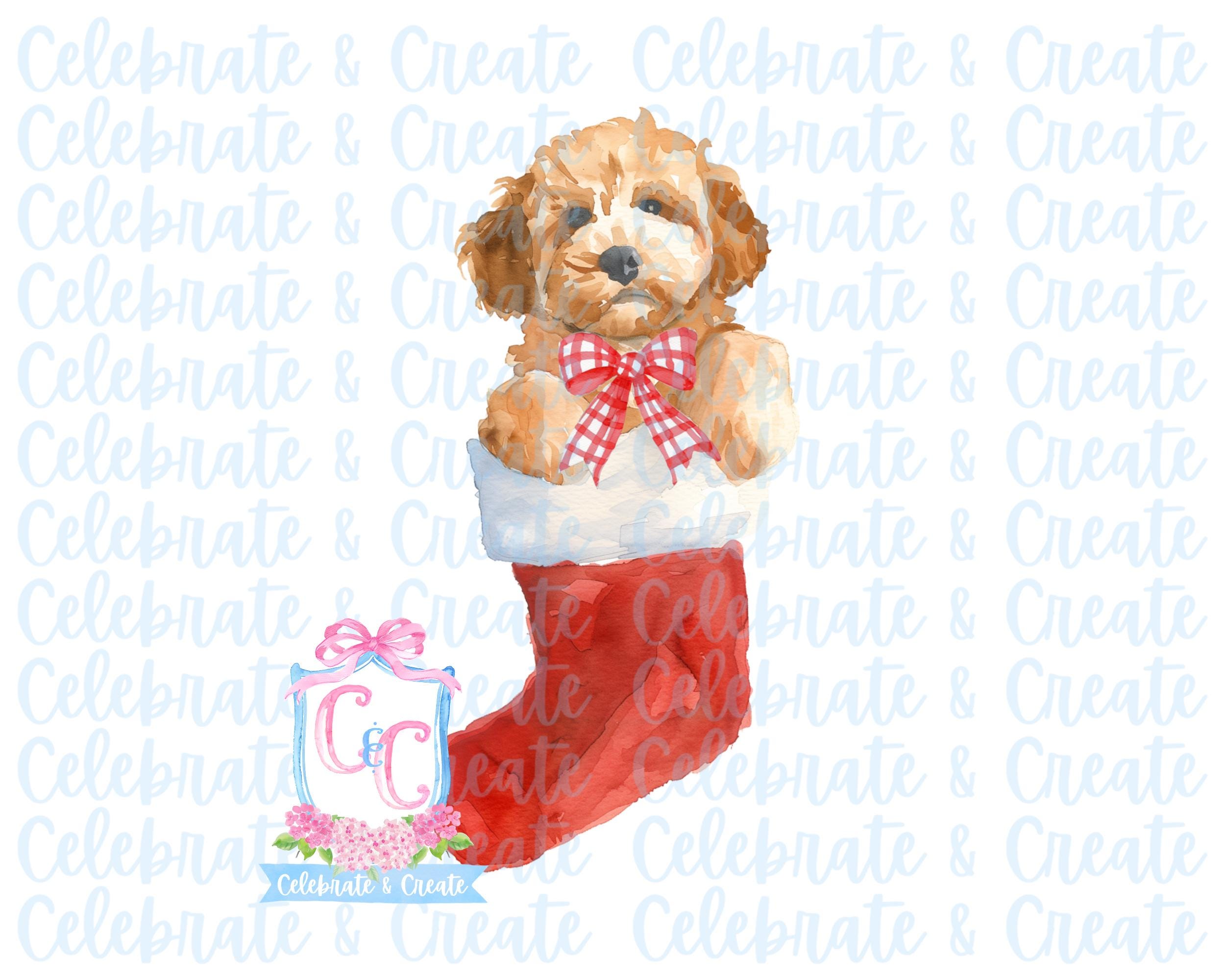 Watercolor Stocking Golden Doodle Labradoodle Dog Puppy Christmas Gift ...