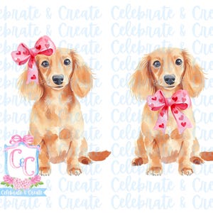 Watercolor Long Haired Dachshund Weenie Weiner Dog PNG Clipart ...