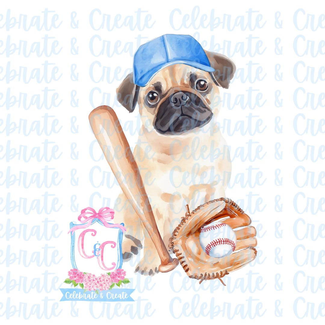 Pug Watercolor PNG Clipart Clip Art Baseball Dog Dogs Puppy Sports ...