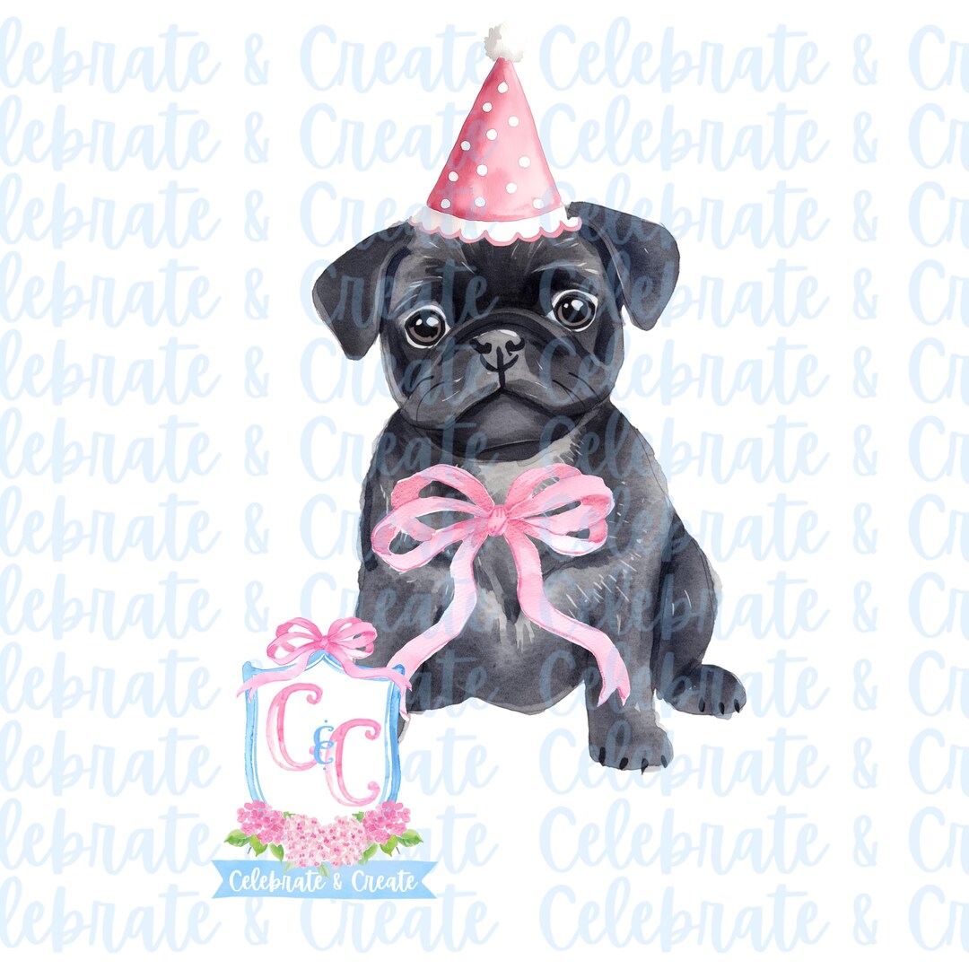 Pug (2) Watercolor Dog Puppy PNG Clip Art Clipart Grandmillennial ...