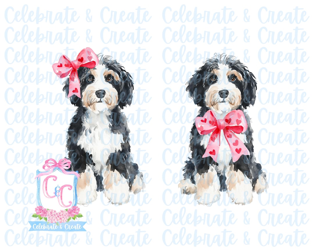 Watercolor Bernedoodle Bernese Mountain Doodle Saint Bernard Dog PNG ...