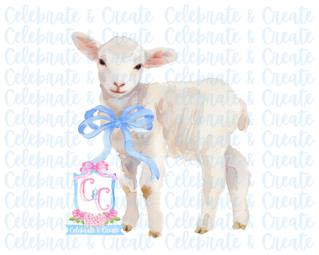 Watercolor Baby Boy Lamb Sheep Blue Bow PNG Clipart Clip Art ...