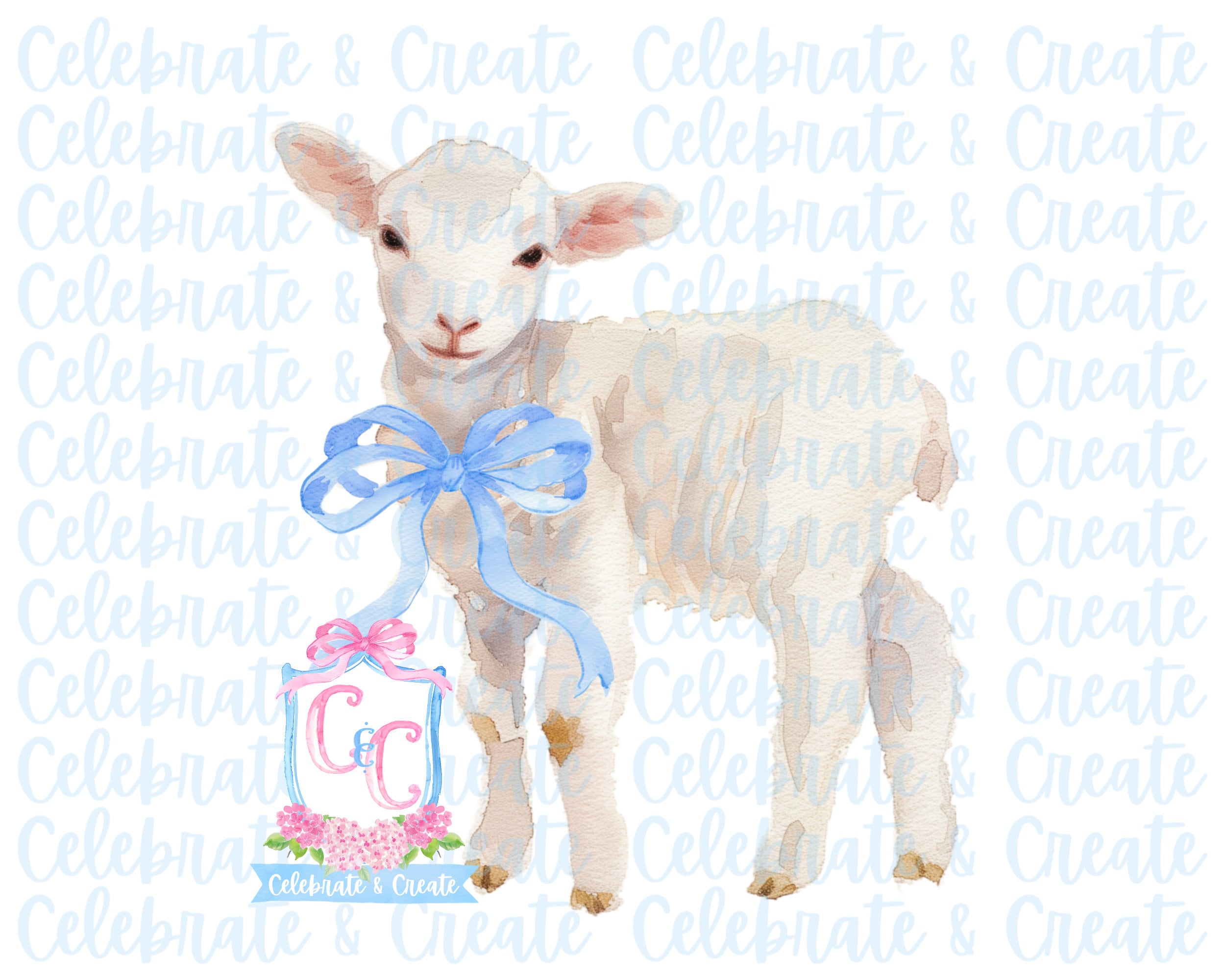 Watercolor Baby Boy Lamb Sheep Blue Bow PNG Clipart Clip Art ...