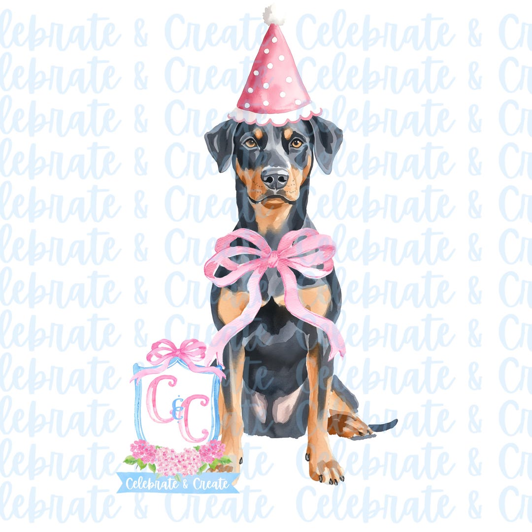 Doberman Watercolor Dog Puppy PNG Clip Art Clipart Grandmillennial ...