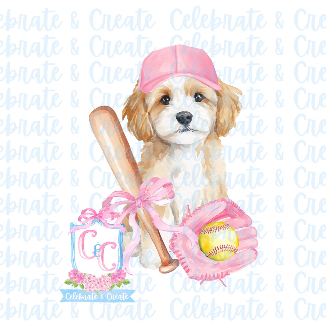 Mini Aussiedoodle (3) Watercolor PNG Clipart Clip Art Pink Softball ...