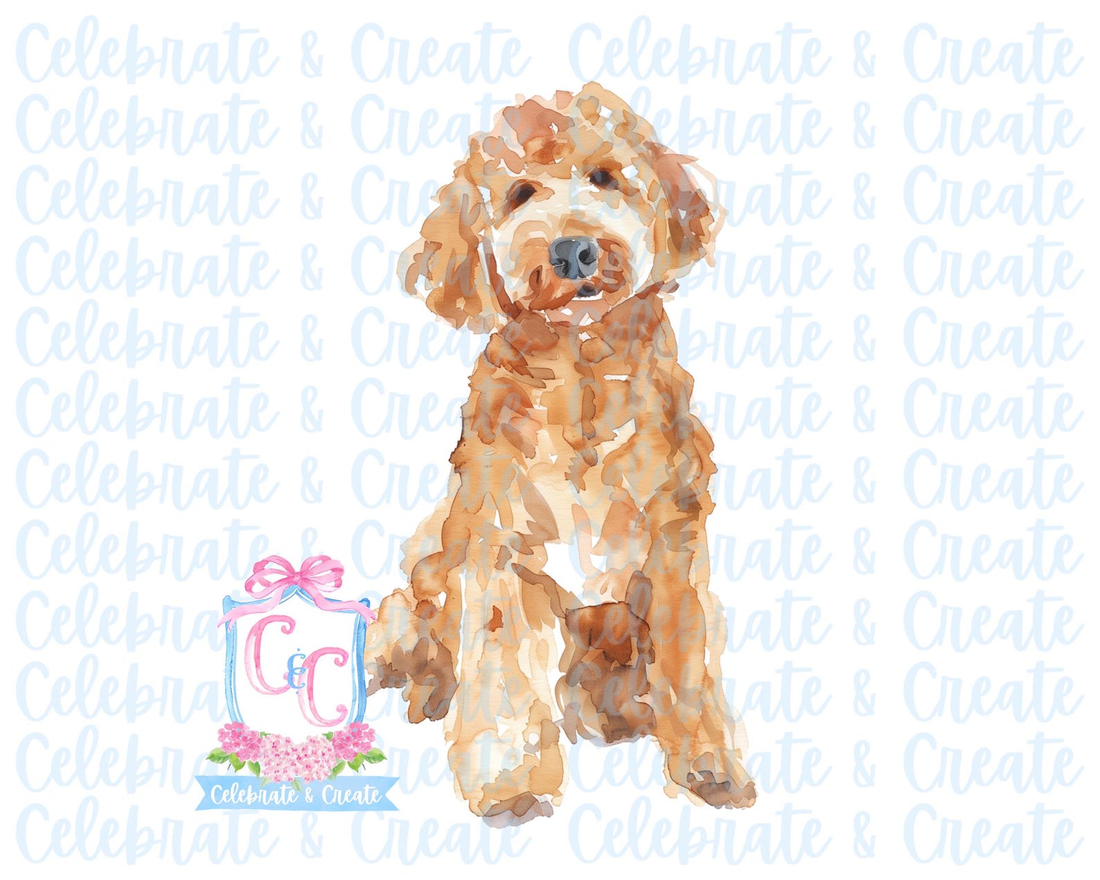 Watercolor Golden Doodle Goldendoodle Labradoodle Dog PNG Clipart ...