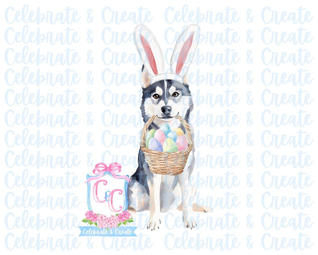 Husky Watercolor Dog Puppy PNG Clip Art Clipart Grandmillennial Preppy ...