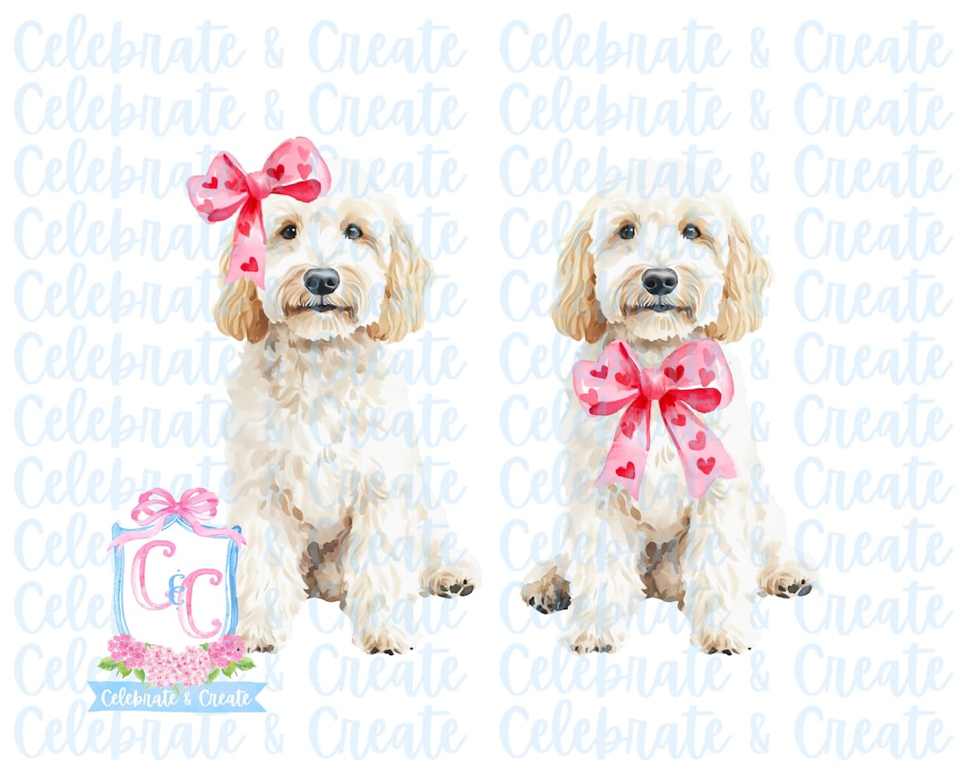 Watercolor White Irish Cream Golden Doodle Labradoodle Goldendoodle Dog ...