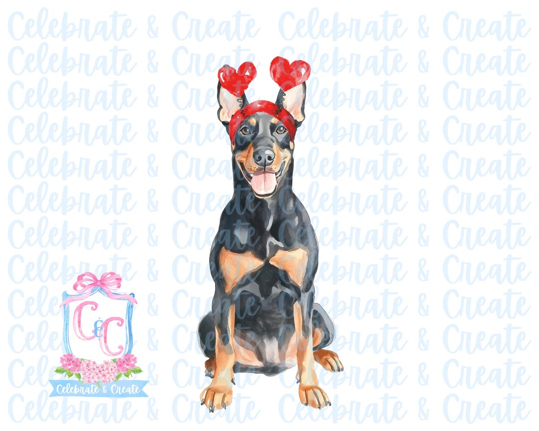 Watercolor Doberman Dog PNG Clipart Grandmillennial Doodles AI Drew ...
