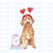 Watercolor Santa Hat Golden Doodle Labradoodle Dog Red Gingham Bow PNG ...