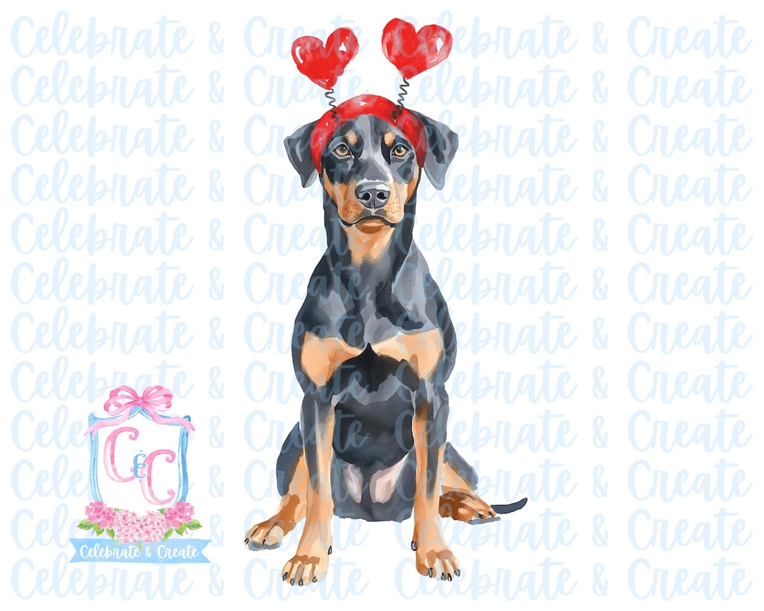 Watercolor Doberman Dog PNG Clipart Grandmillennial Doodles AI Drew ...