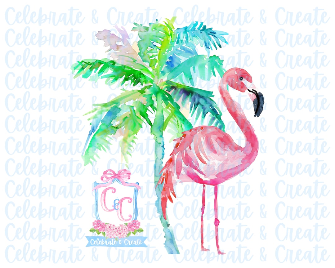 Watercolor Palm Tree Flamingo PNG Clipart Clip Art Invitation ...