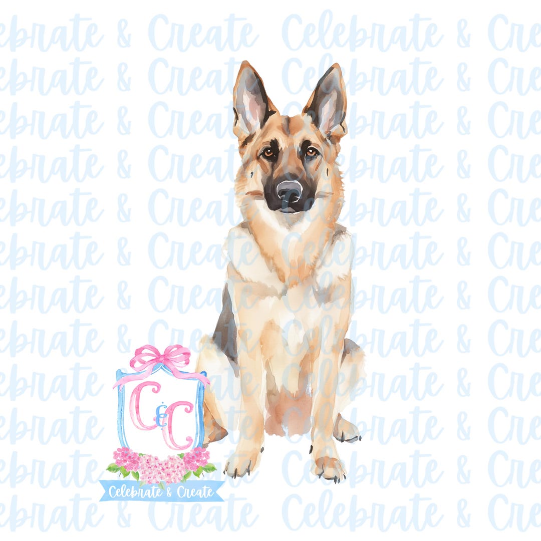 Watercolor Dog Puppy German Shepherd GSD - Etsy
