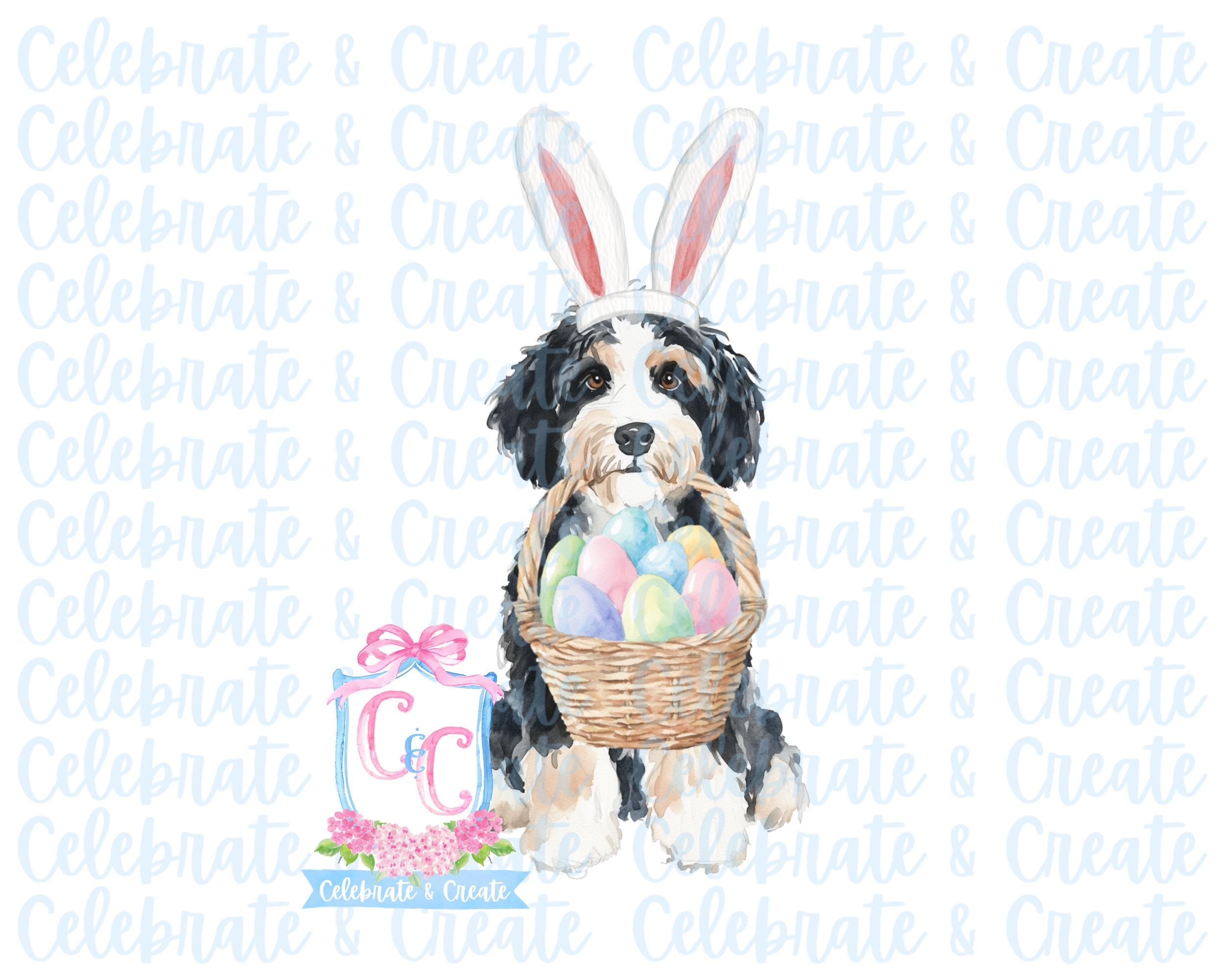 Bernedoodle Watercolor Dog Puppy PNG Clip Art Clipart Grandmillennial ...