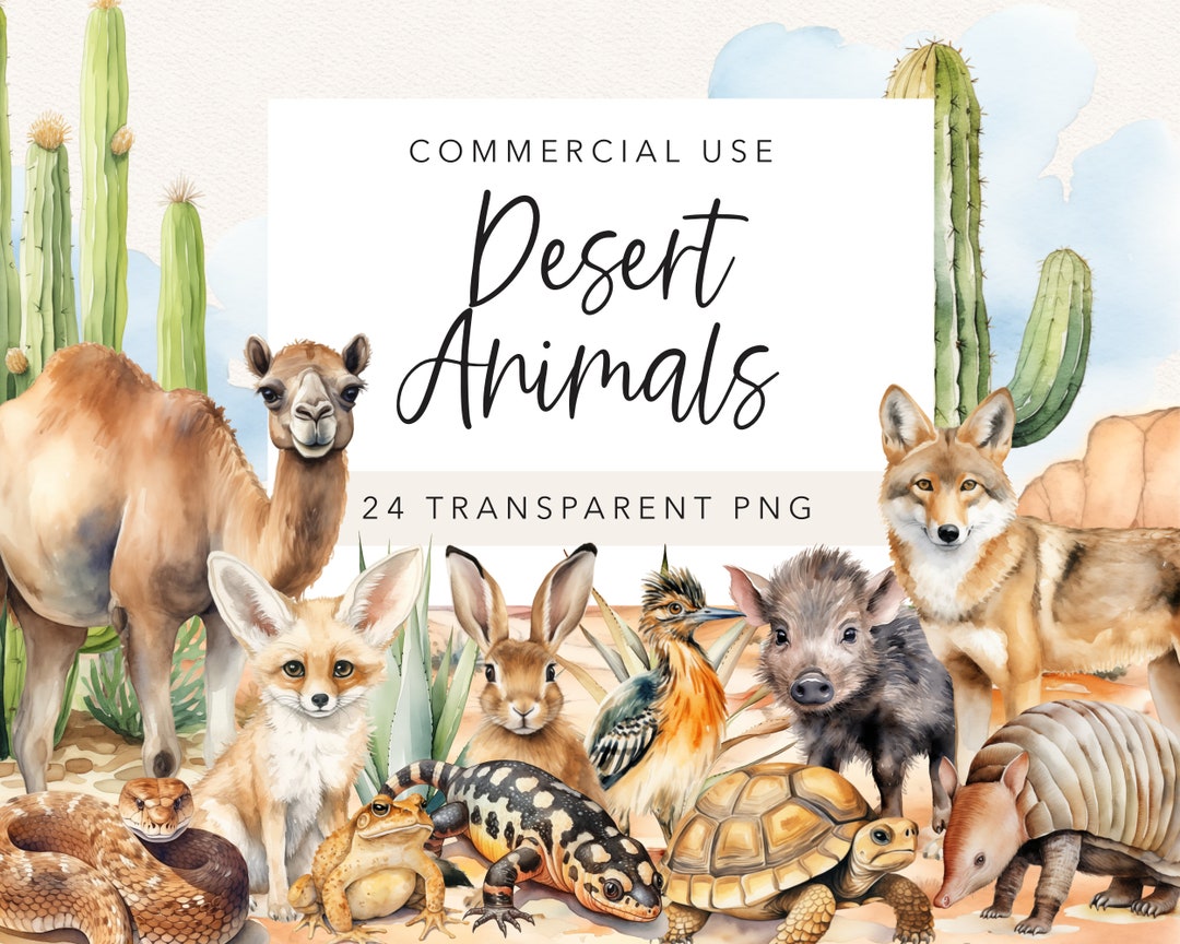 Watercolor Desert Animals PNG Clip Art Clipart Party Invitation ...