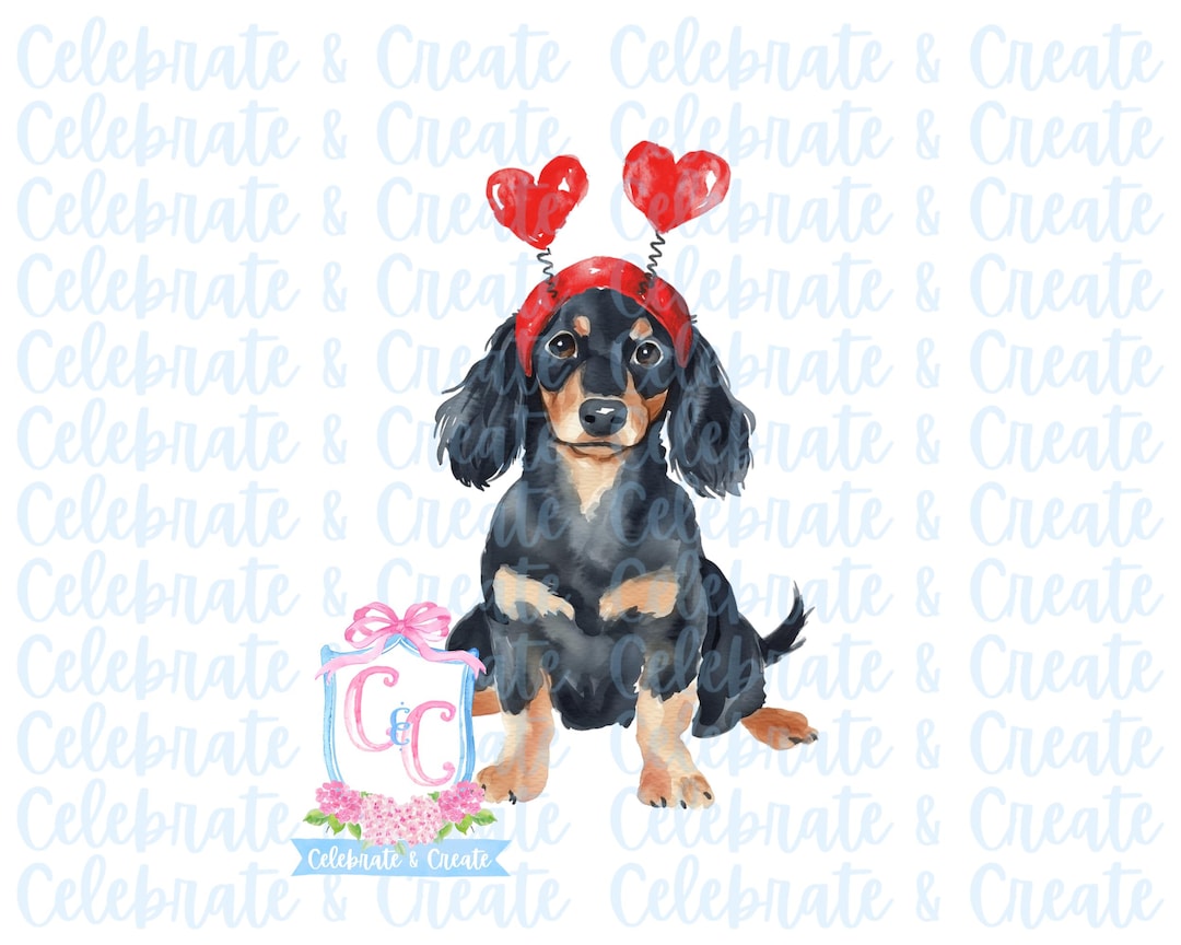 Watercolor Long Haired Dachshund Weenie Weiner Dog PNG Clipart ...