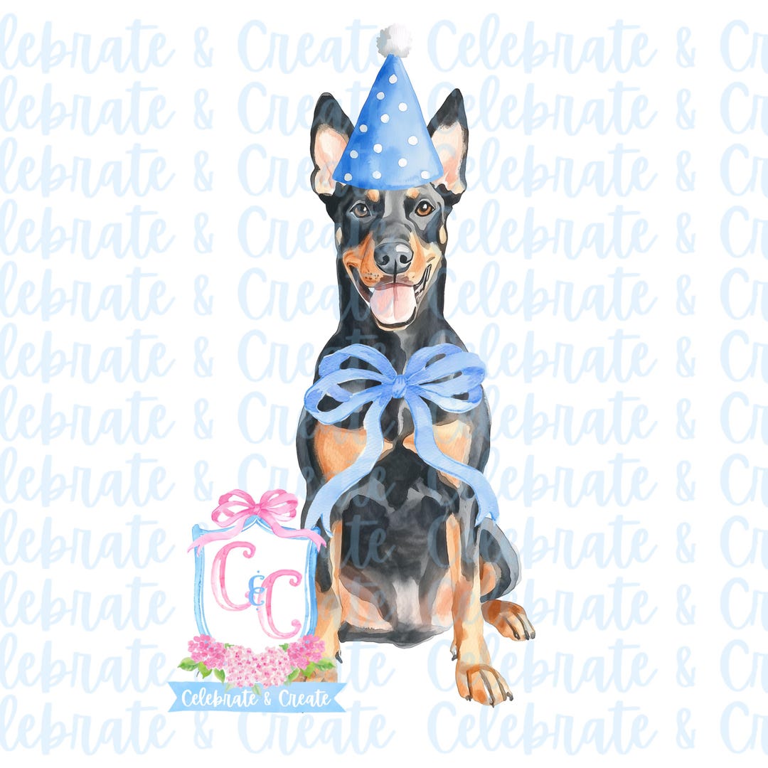 Doberman (2) Watercolor Dog Puppy PNG Clip Art Clipart Grandmillennial ...