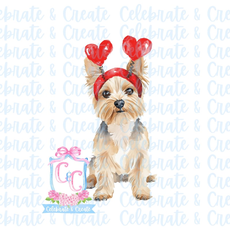 Yorkie Valentine Transfer - Etsy