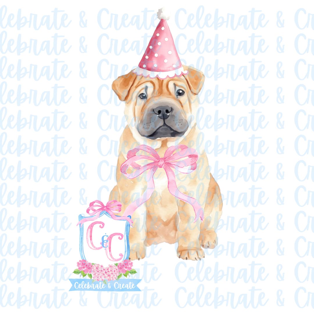 Shar Pei Watercolor Dog Puppy PNG Clip Art Clipart Grandmillennial ...