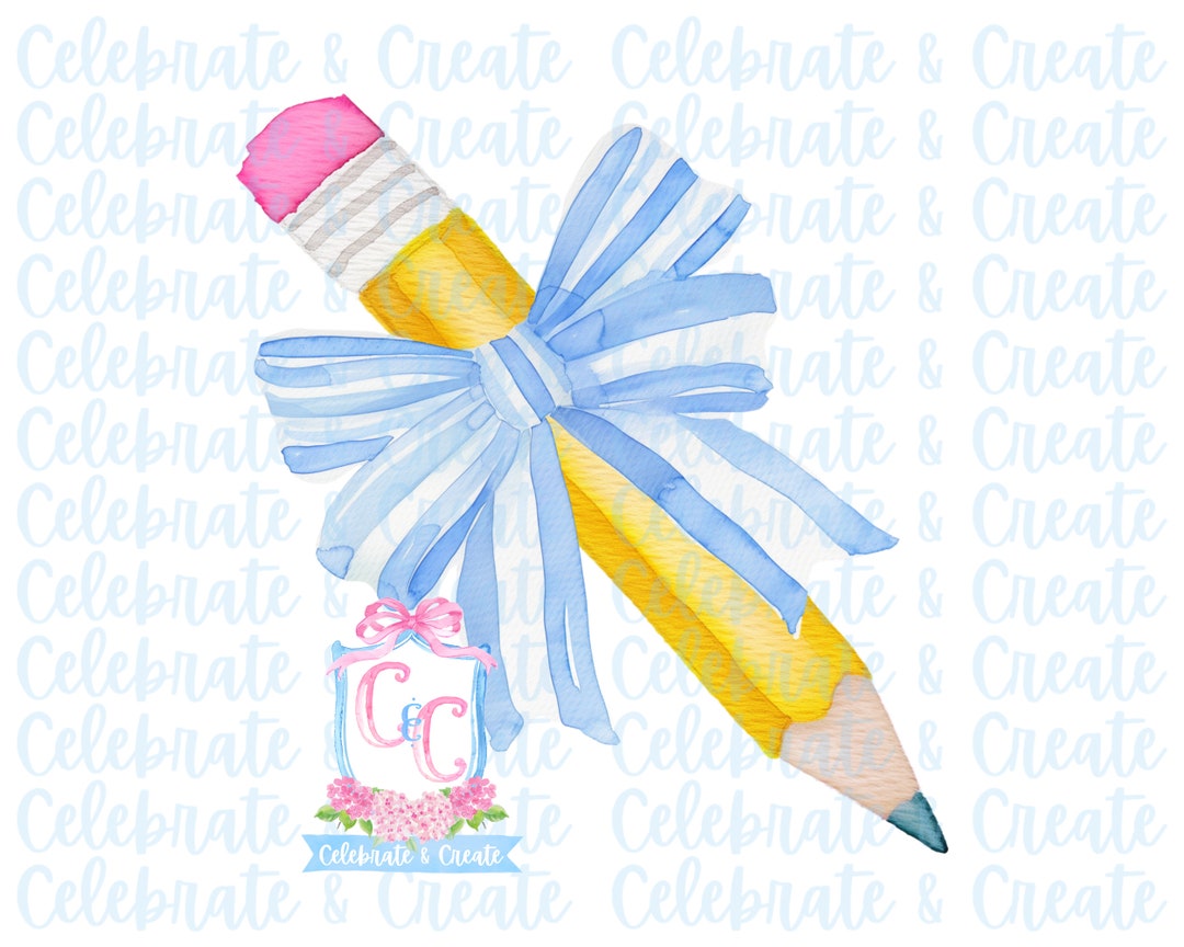 Watercolor Pencil Blue Bow PNG Clipart Art Stationery Grandmillennial ...
