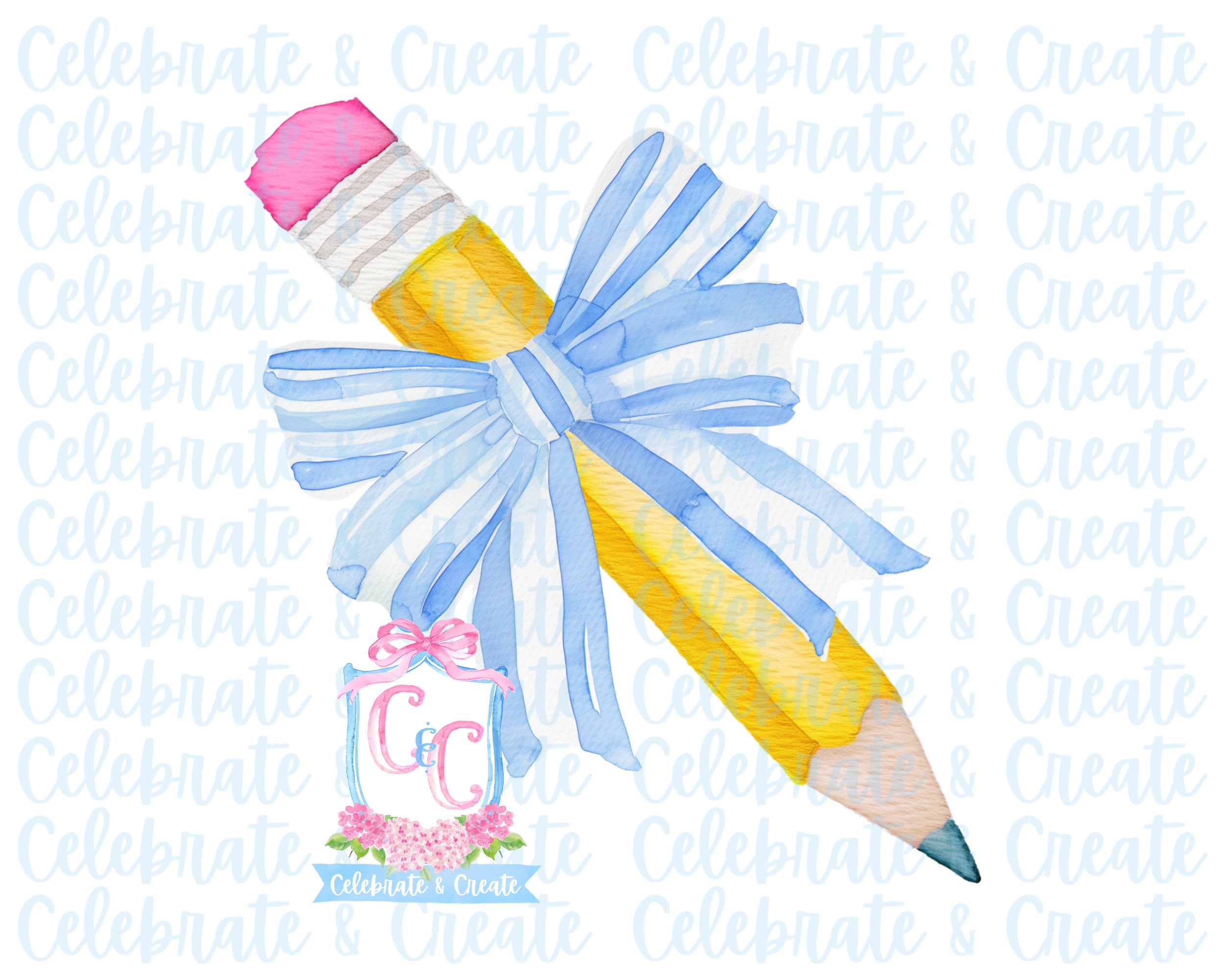 Watercolor Pencil Blue Bow PNG Clipart Art Stationery Grandmillennial ...