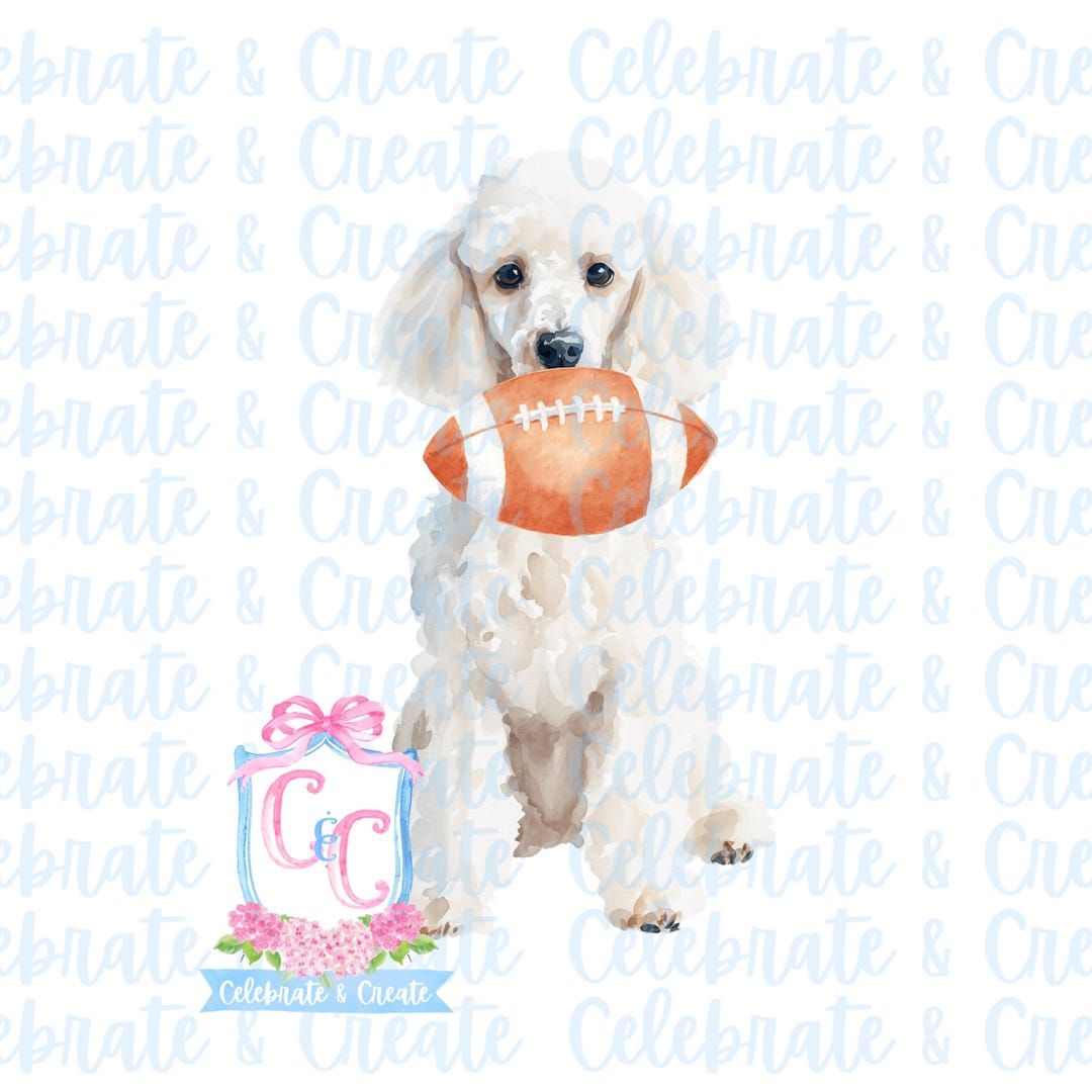 Poodle Watercolor Football Dog PNG Clipart Stationery Grandmillennial ...