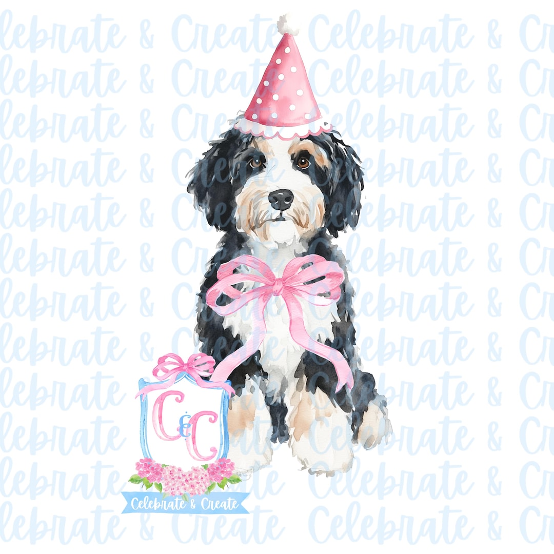 Bernedoodle Bernese Mountain Goldendoodle Golden Doodle Watercolor Dog ...