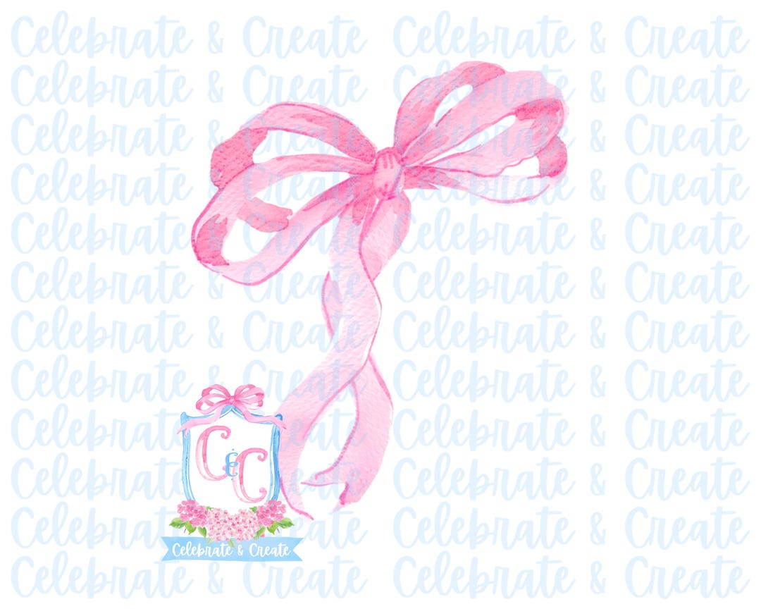 Watercolor Preppy Coquette Bow Pink PNG Clipart Grandmillennial Doodles ...