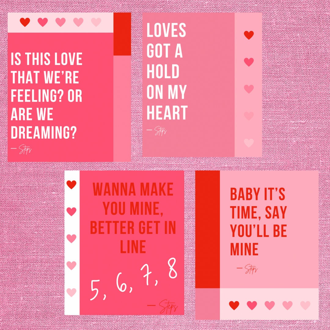 Steps Lyrics Valentines Theme Downloadable Print Bundle Nostalgic Love ...