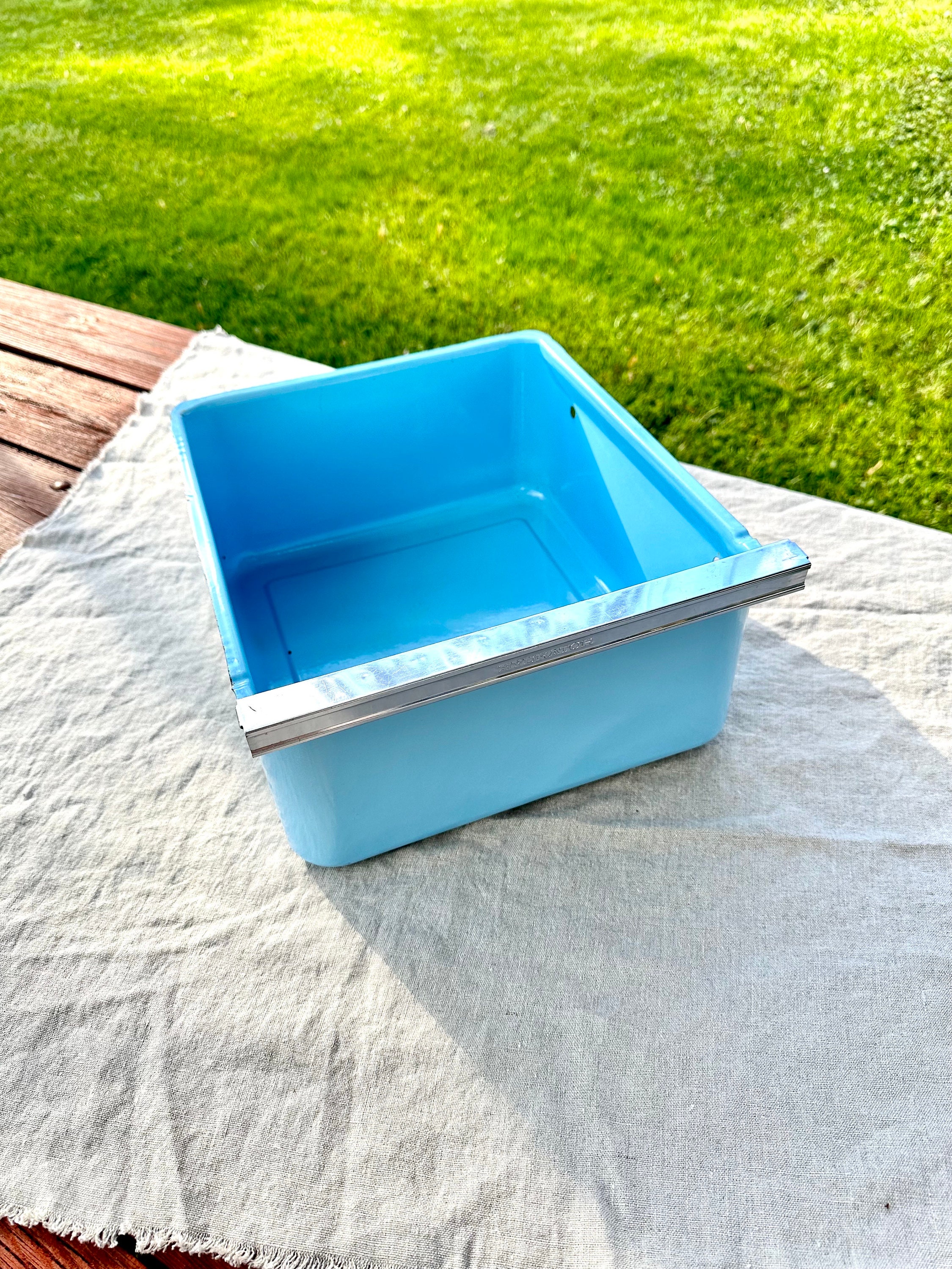 Vantage Chrome and Blue Enamel Refrigerator Drawer. Vintage hydrator ...