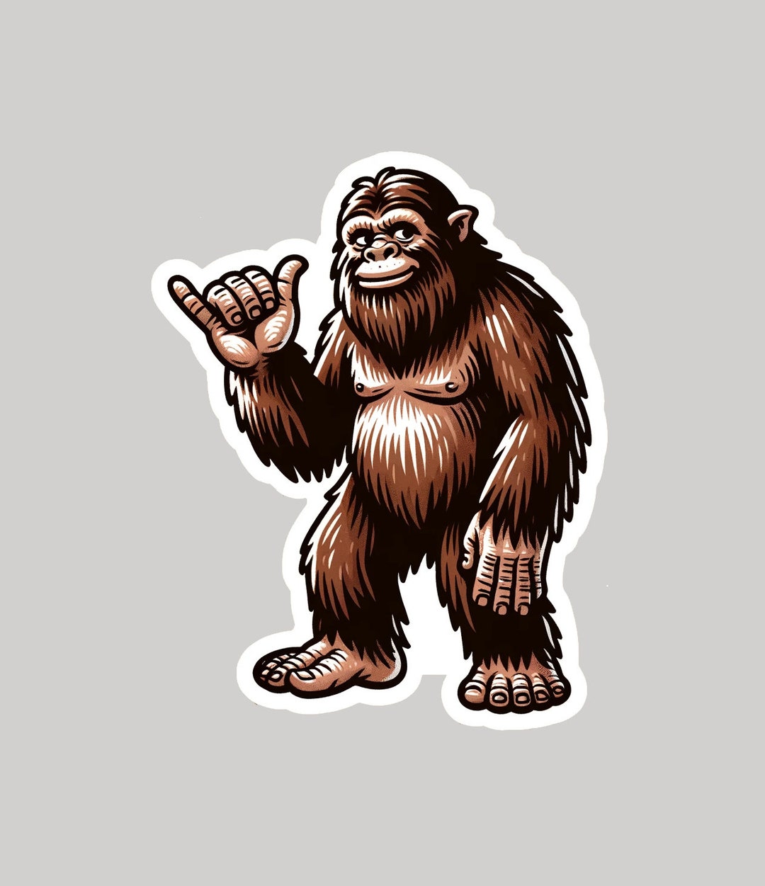 Sasquatch Shaka Hang Loose Sticker, 3x2.5 In. - Etsy