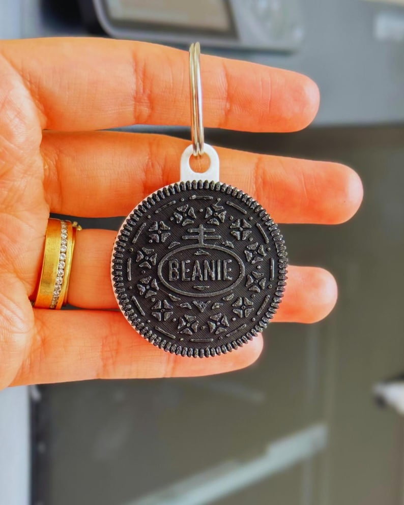 Oreo-inspired Dog Keychain Personalized, Custom Name Pet Keychain, Cute ...