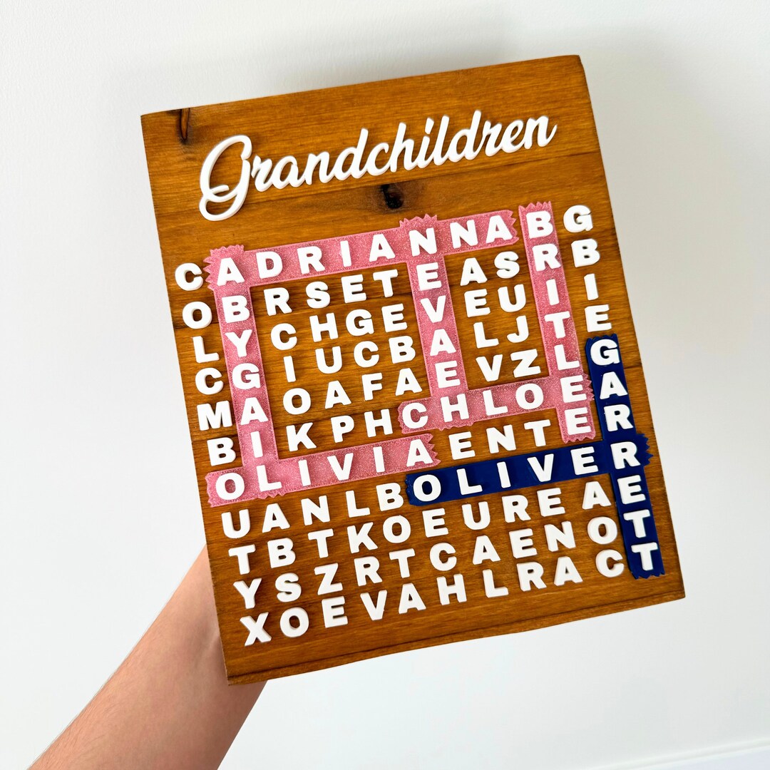 Custom Word Hunt Wood Frame, Personalized Names, Pine Board, Family ...
