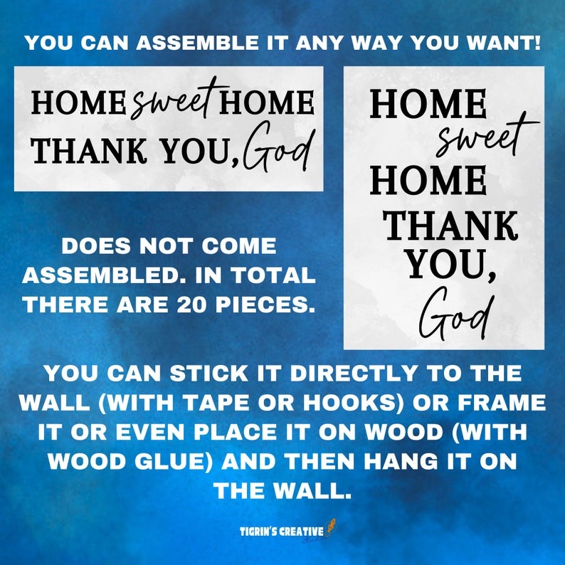 Home Sweet Home Thank You God Sign, 3D Wall Art, Customizable Assembly ...