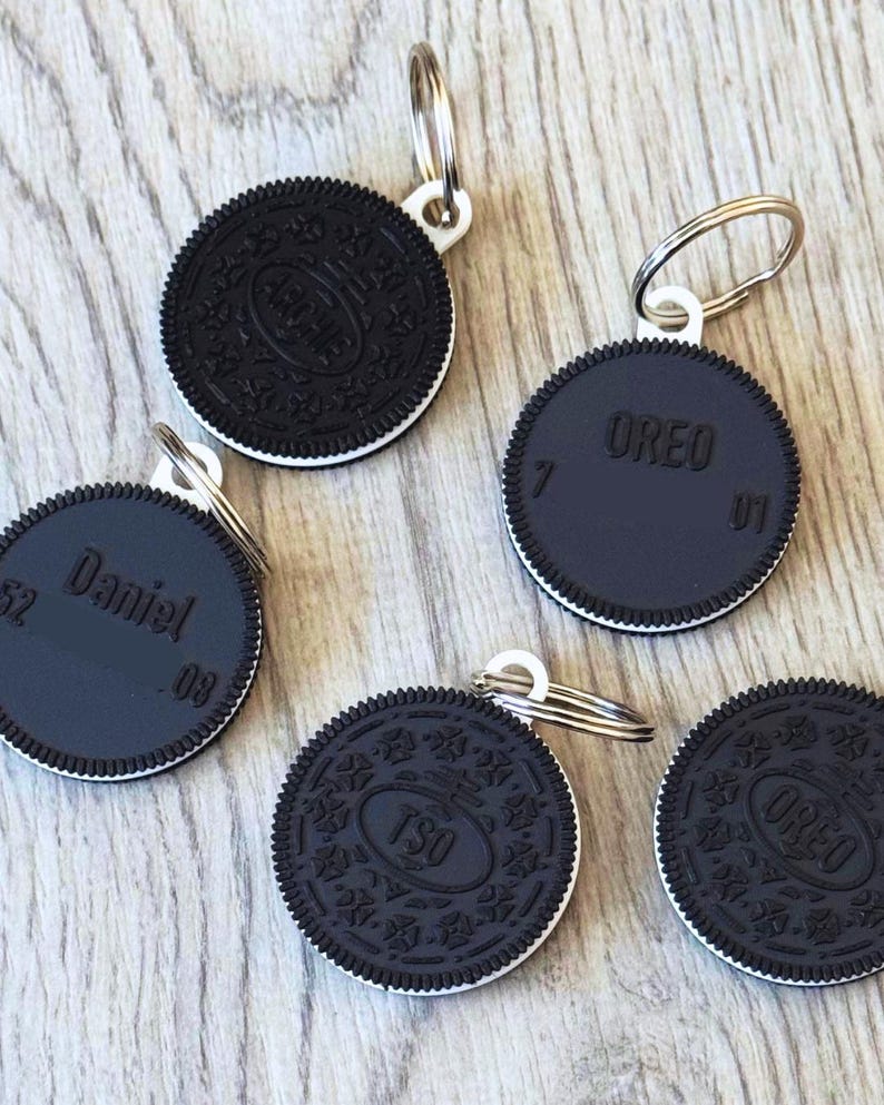 Oreo-inspired Dog Keychain Personalized, Custom Name Pet Keychain, Cute ...