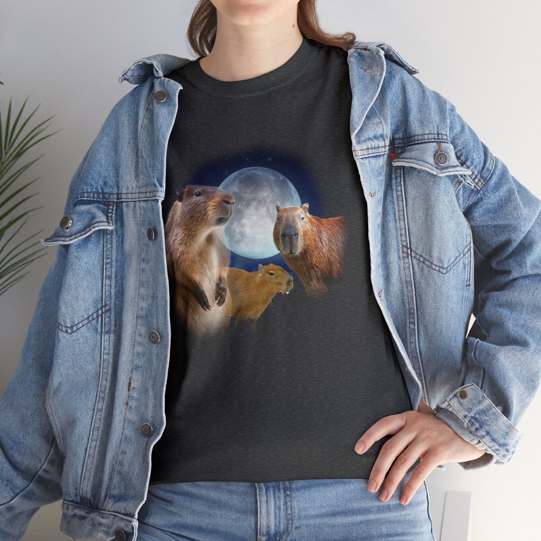 Capybara Moon Meme T Shirt Lunar Rodent, Capybara Lovers Tee Shirt ...
