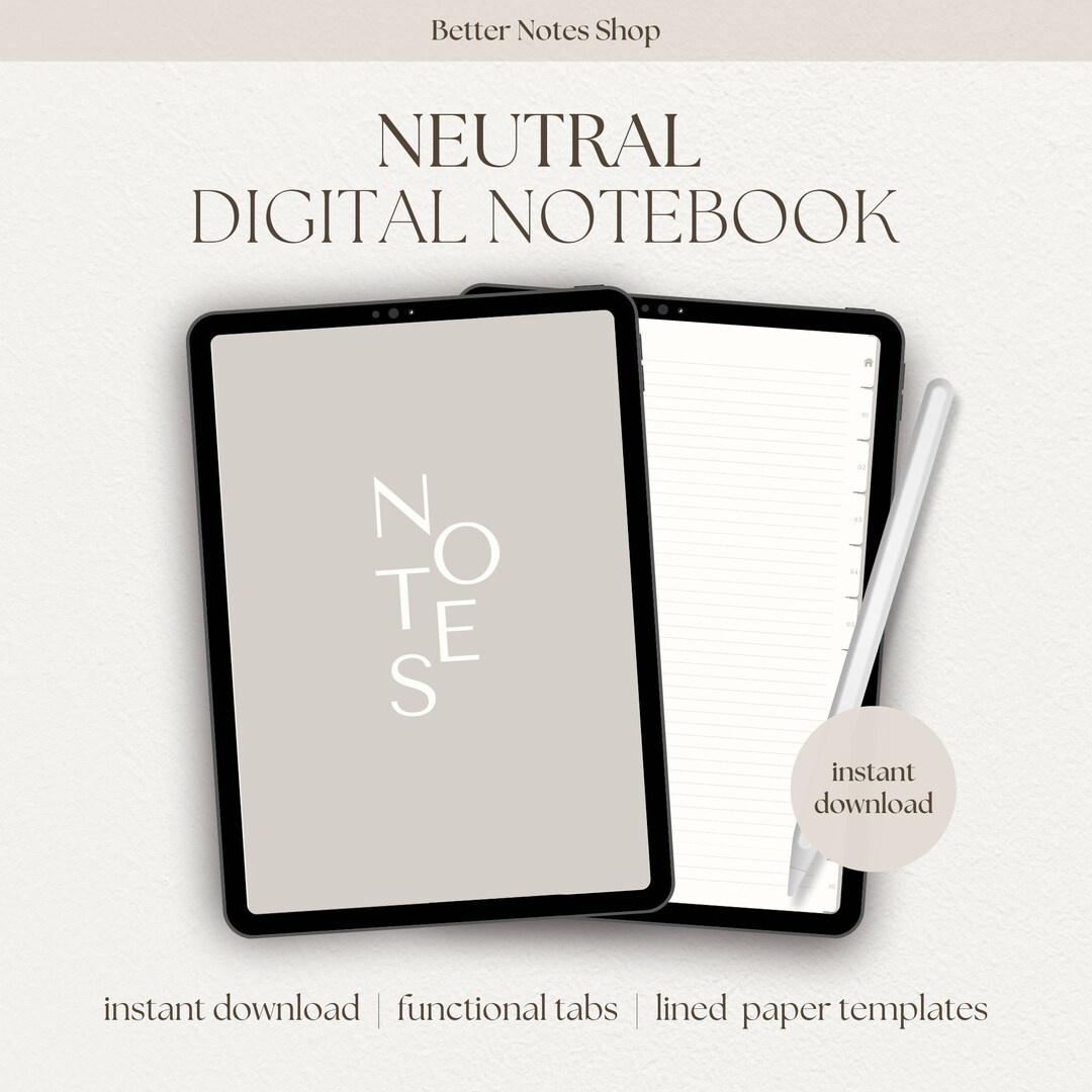 Minimalistic Digital Notebook With Tabs, Goodnotes Notebook, Portrait ...