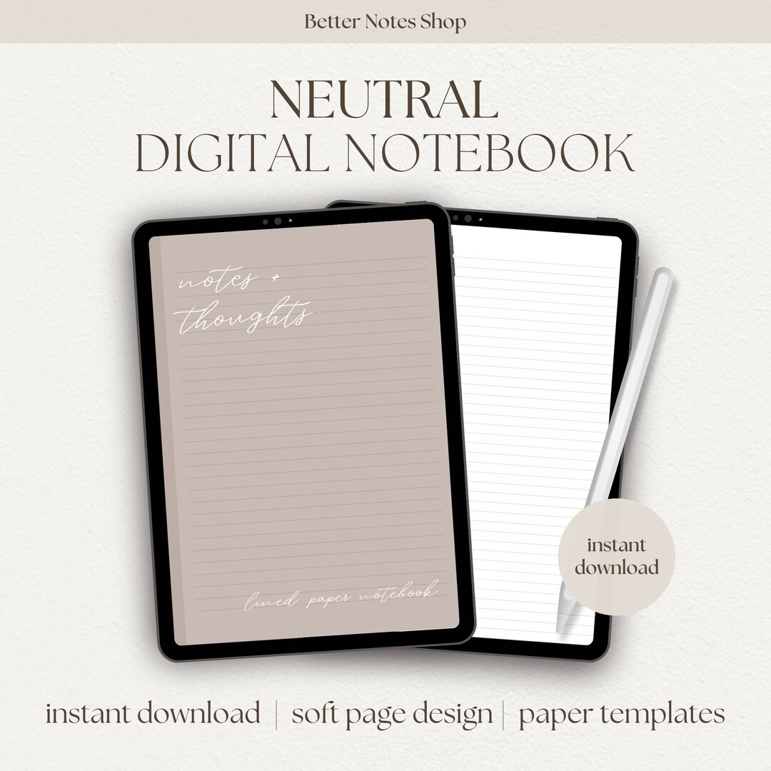 Neutral Digital Notebook With Tabs, Goodnotes Notebook, Portrait ...