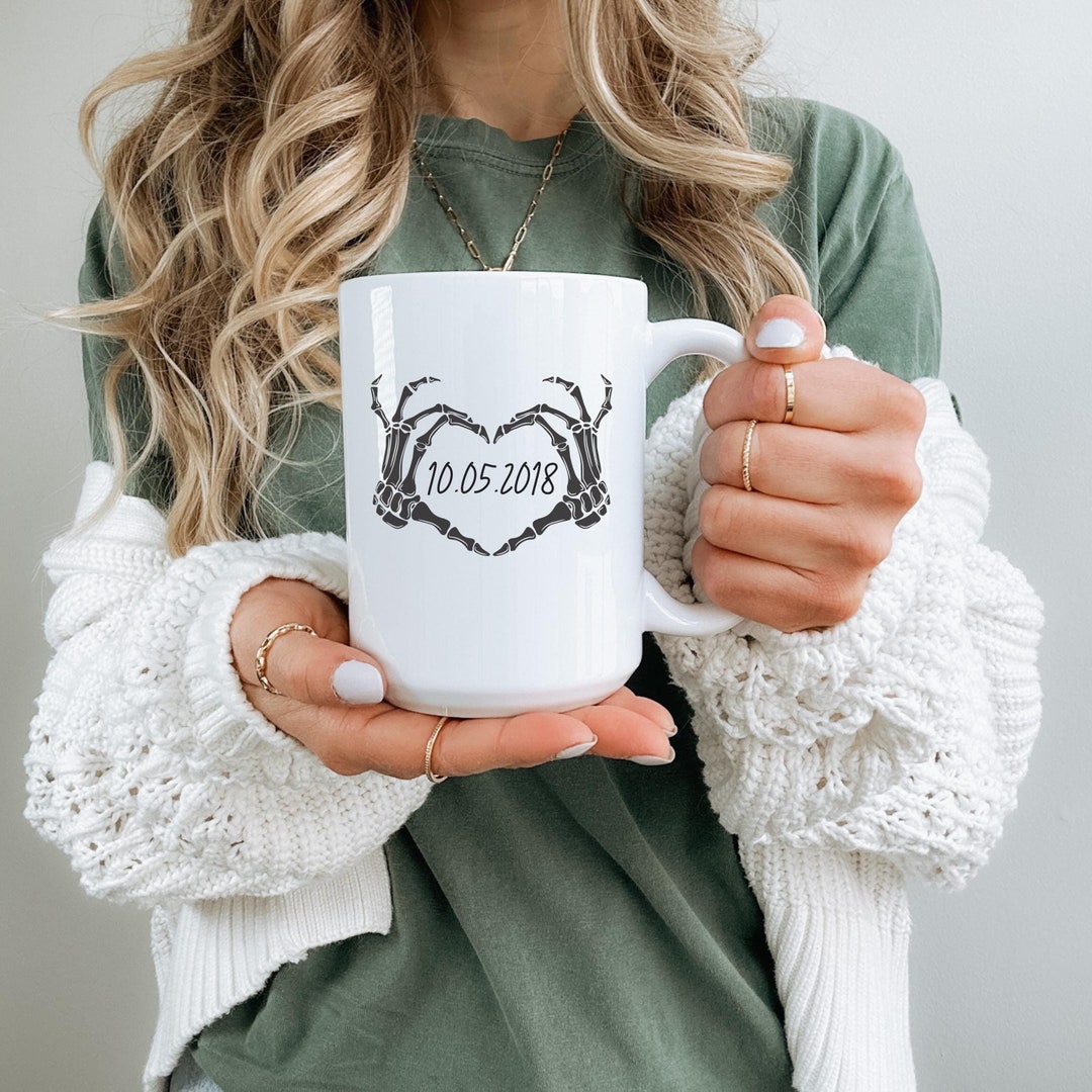 Skeleton Hand Mug Custom Couple Gift for Wife Spooky Wedding Gift ...