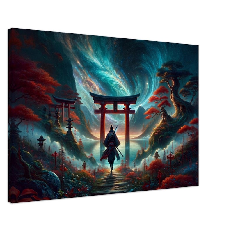 Samurai Canvas Art Torii Gate Artwork Beautiful Scene Wall Art ...