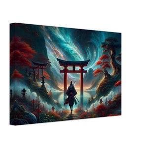 Samurai Canvas Art Torii Gate Artwork Beautiful Scene Wall Art ...
