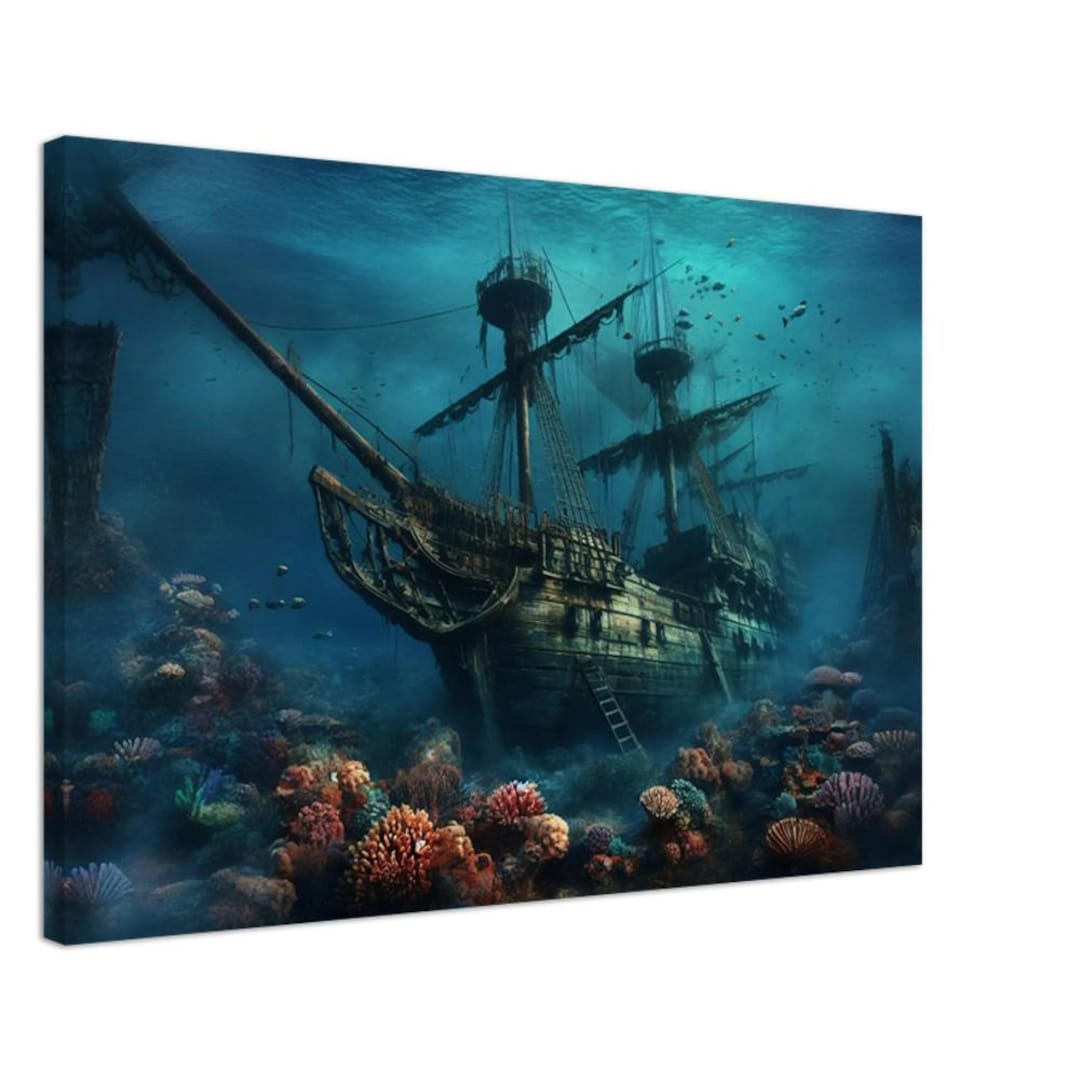 Shipwreck Canvas Sunken Treasure Pirate Ship Underwater Sea - Etsy