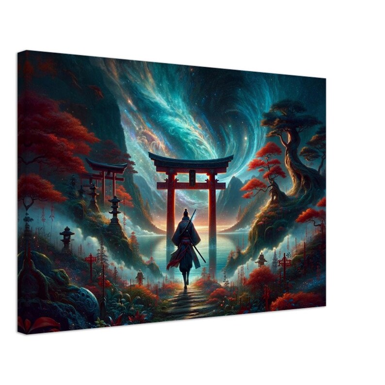Samurai Canvas Art Torii Gate Artwork Beautiful Scene Wall Art ...